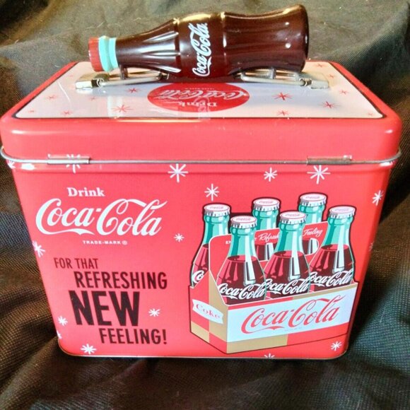 Other | Rare Coke Cola Theme Tin Box W Coke Bottle Handle | Poshmark